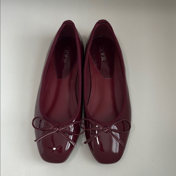 Cider | Shoes | Cider Red Flats With Decorative Bows And Glossy Finish ...